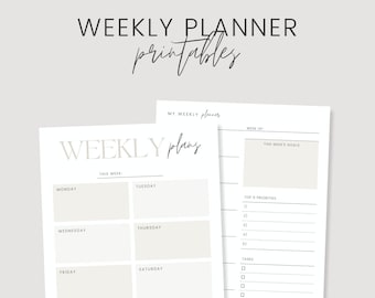 Daily and Weekly Planner Printable Set, Minimal & Simple, Neutral ...