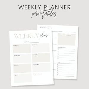 Weekly Planner Printable Duo, Minimal & Simple, Neutral Colors, Instant ...
