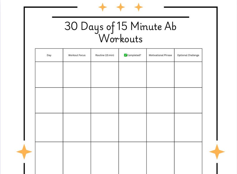 30 Days of 15-minute Ab Workouts - Etsy
