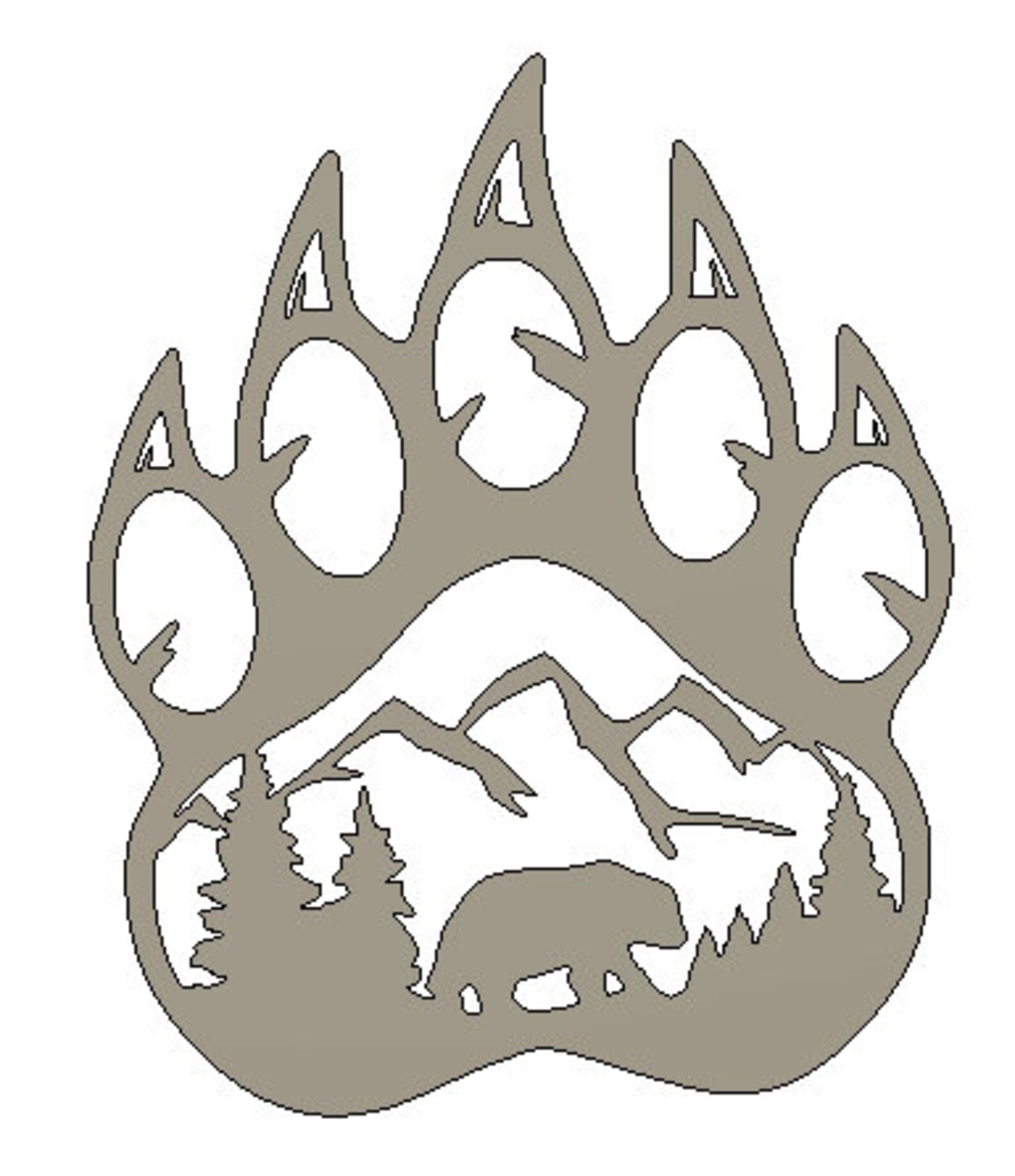 Bear Claw With Mountain DXF File - Etsy