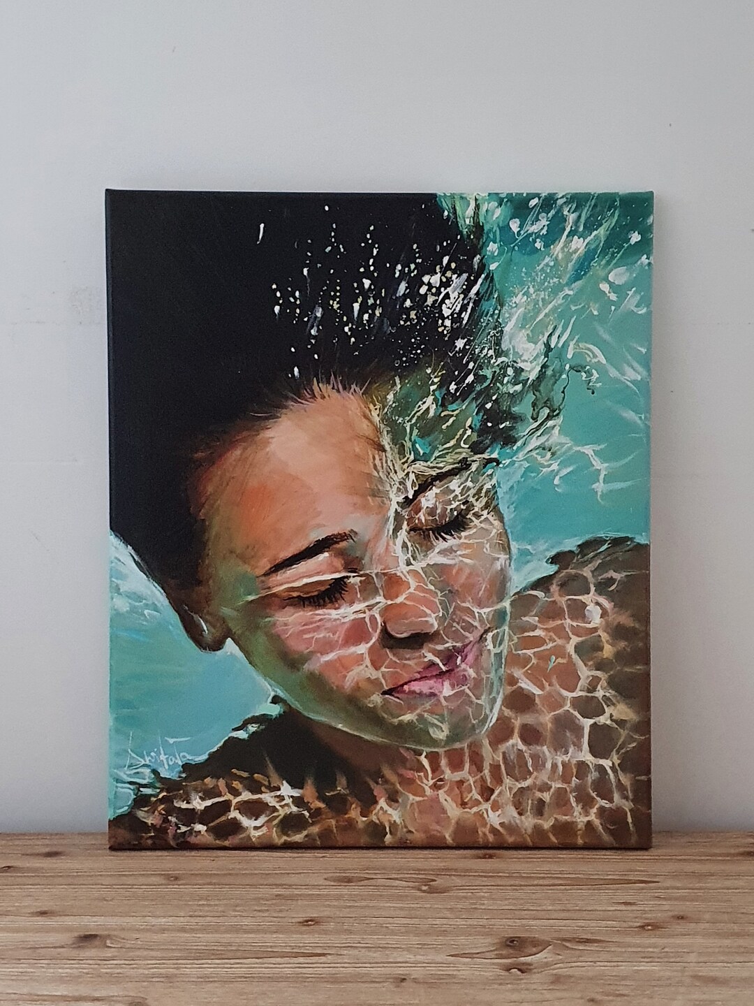 Ewa Switala Blue Bliss Painting on Canvas Signed Realism - Etsy