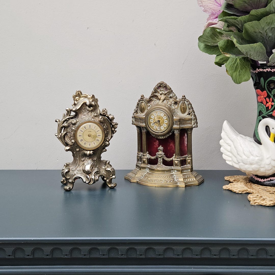 Antique Brass Desk Table Clocks - 1950-1960 Mechanical Germany - Etsy