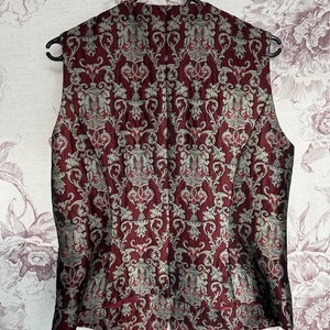 Vintage Dark Red Vest With Ornament Print, Women’s 90s Vest - Etsy