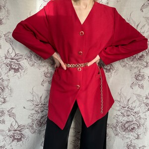 Vintage Burgundy Red Oversized Blazer, Elegant Women’s Jacket With ...