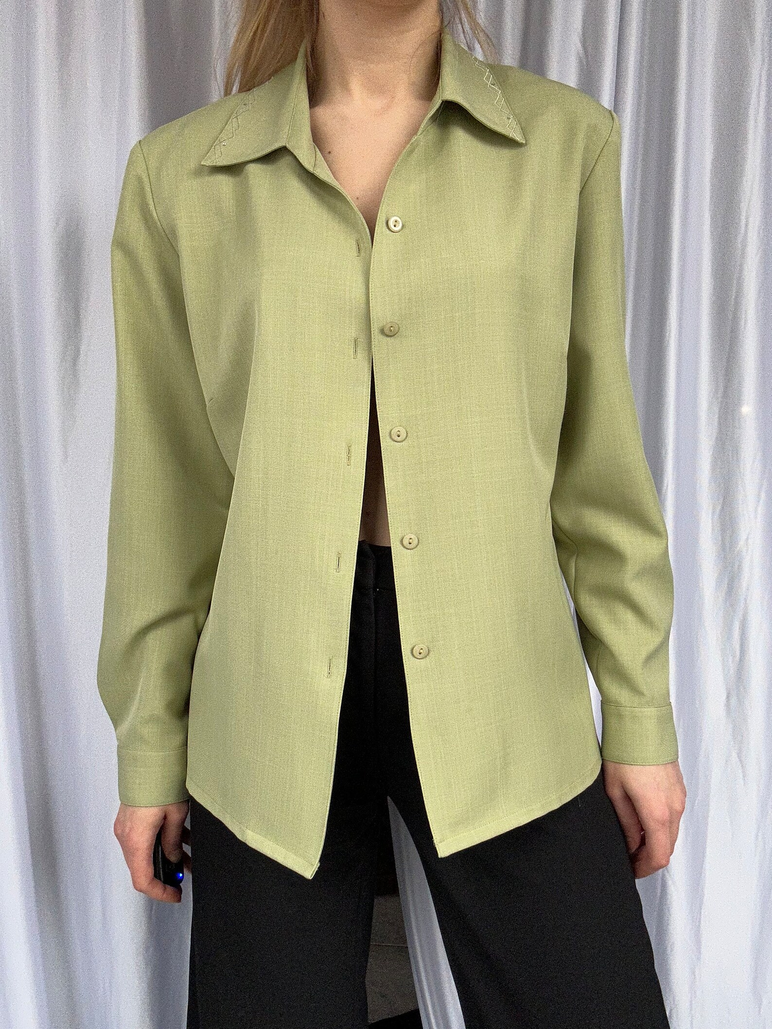 Vintage Green Blouse With Embroidered Collar, Elegant Women's Blouse - Etsy