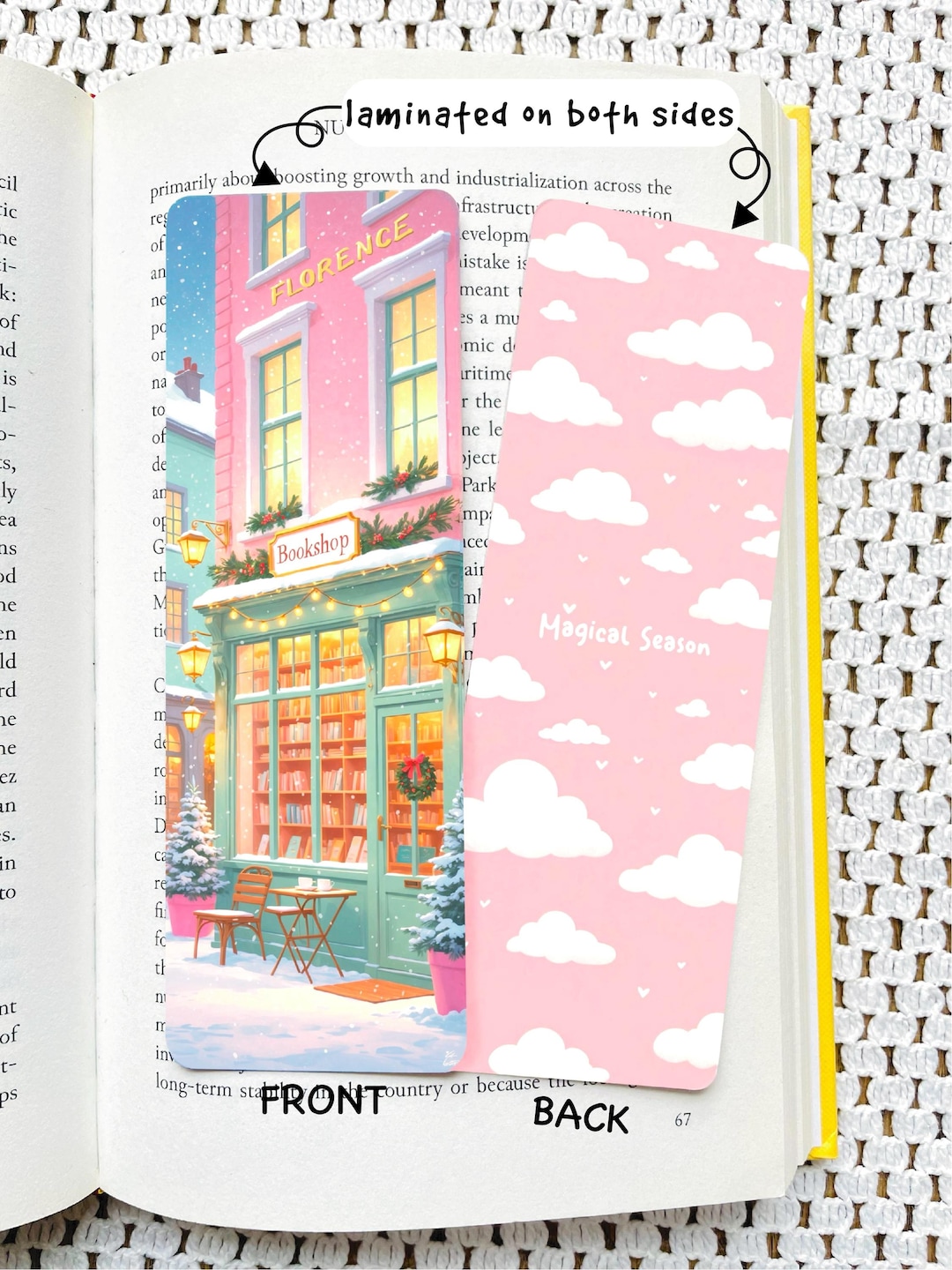 Dreamy Bookshop Bookmark | Snowy Double-sided Illustration | Gift for ...