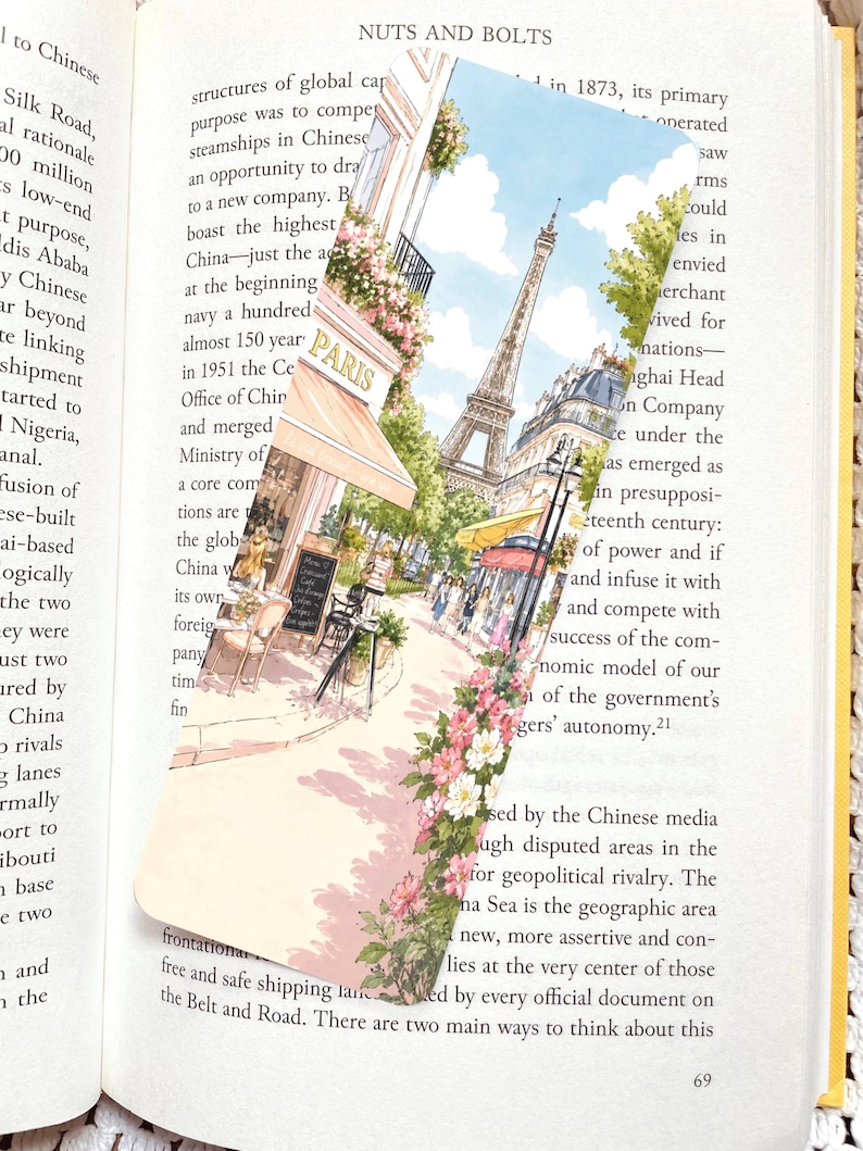 Paris Eiffel Tower Bookmark: Double-sided Illustrated, Laminated - Etsy