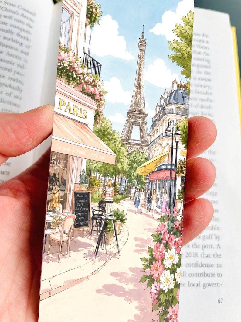 Paris Eiffel Tower Bookmark: Double-sided Illustrated, Laminated - Etsy