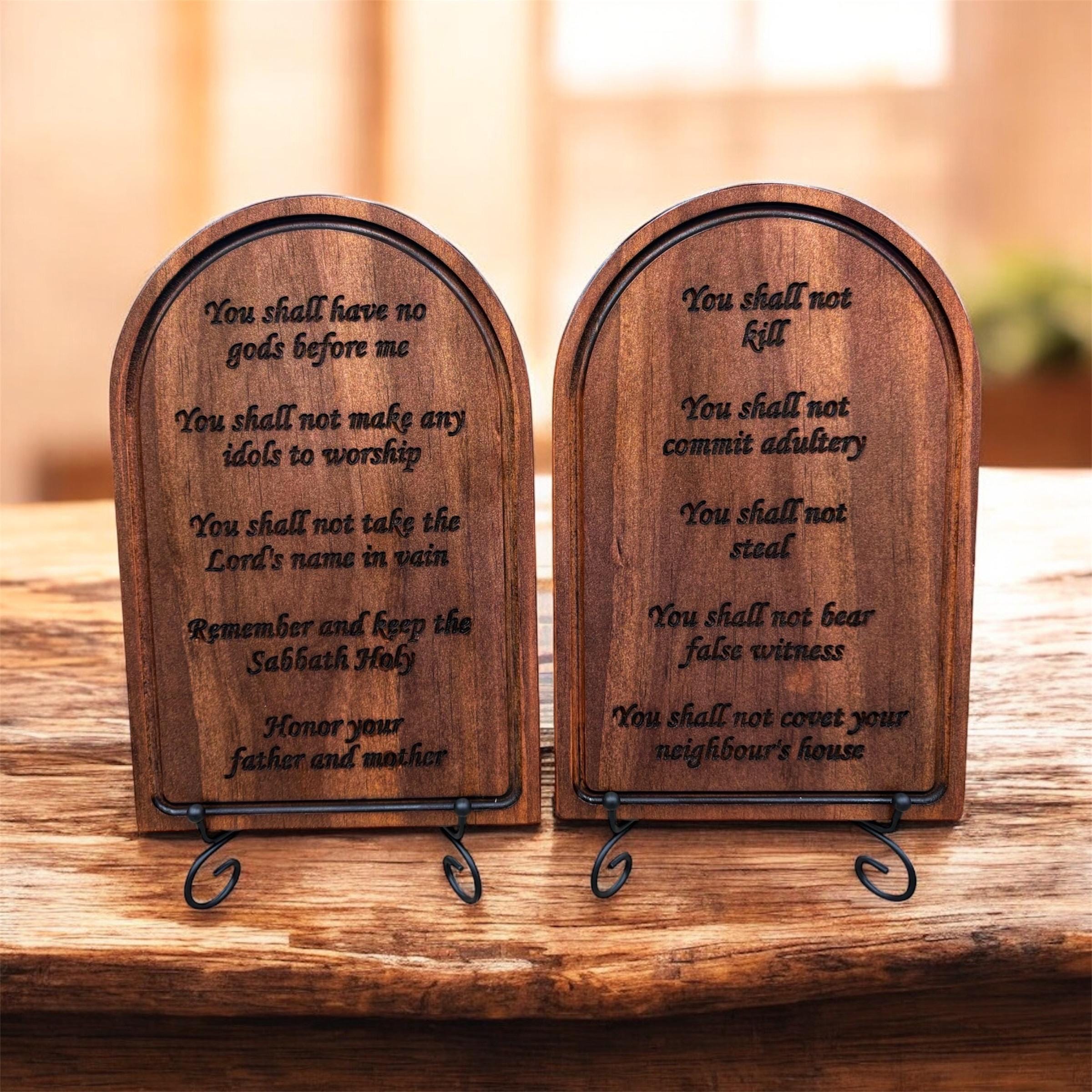 The Ten Commandments | Carved Wooden Plaques - Etsy