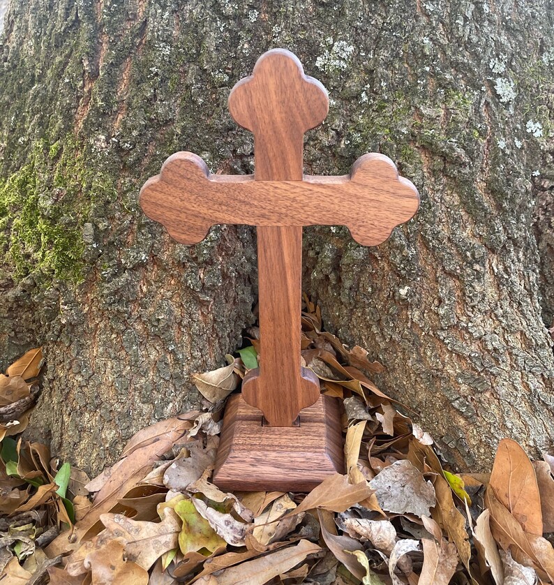 Handmade Byzantine-style Cross With Base Walnut or Cherry Wood Cross ...