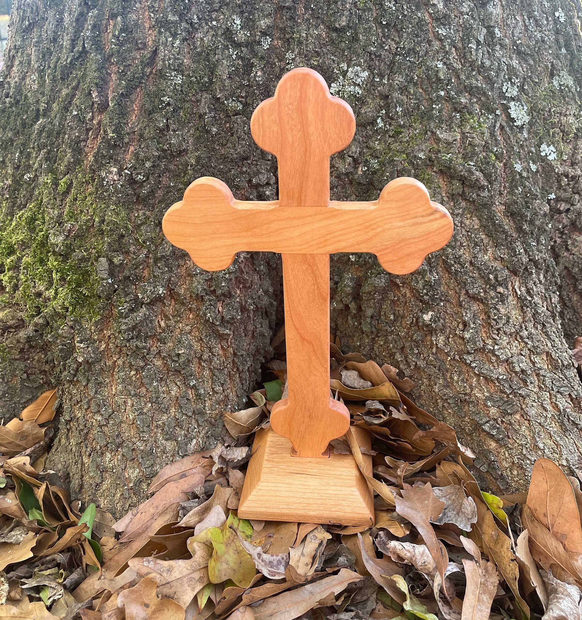 Handmade Byzantine-style Cross With Base Walnut or Cherry Wood Cross ...