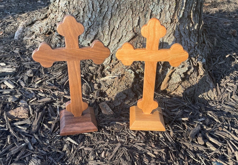Handmade Byzantine-style Cross With Base Walnut or Cherry Wood Cross ...