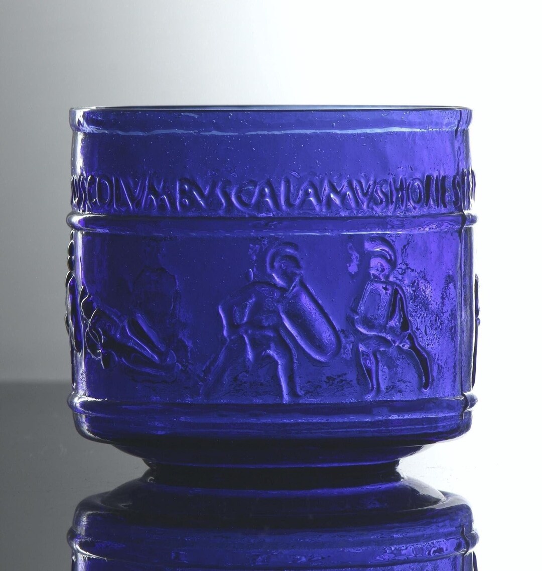 Roman Circus Beaker Showing Gladiators (048a in Cobalt Blue Glass) - Etsy