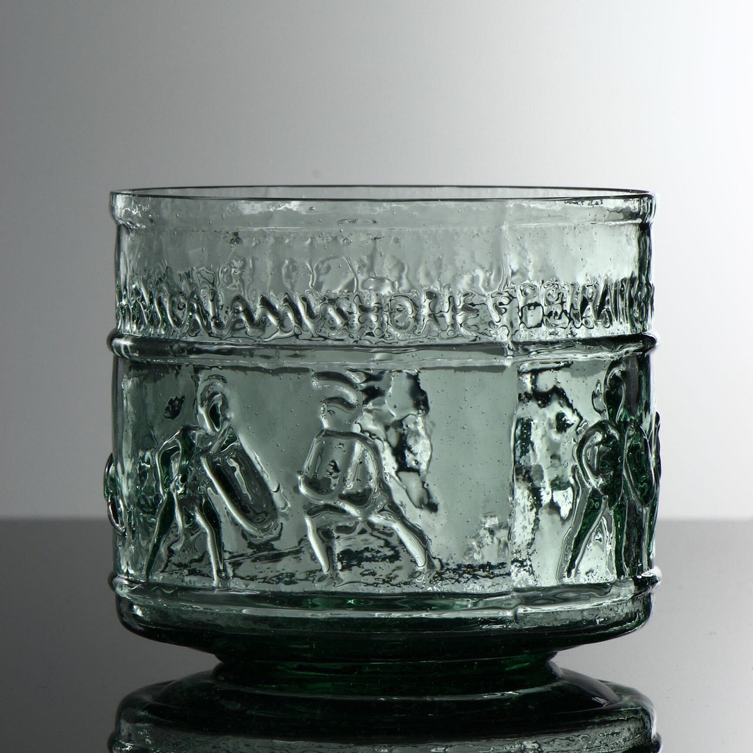Roman Circus Beaker Showing Gladiators 048a in Blue-green - Etsy
