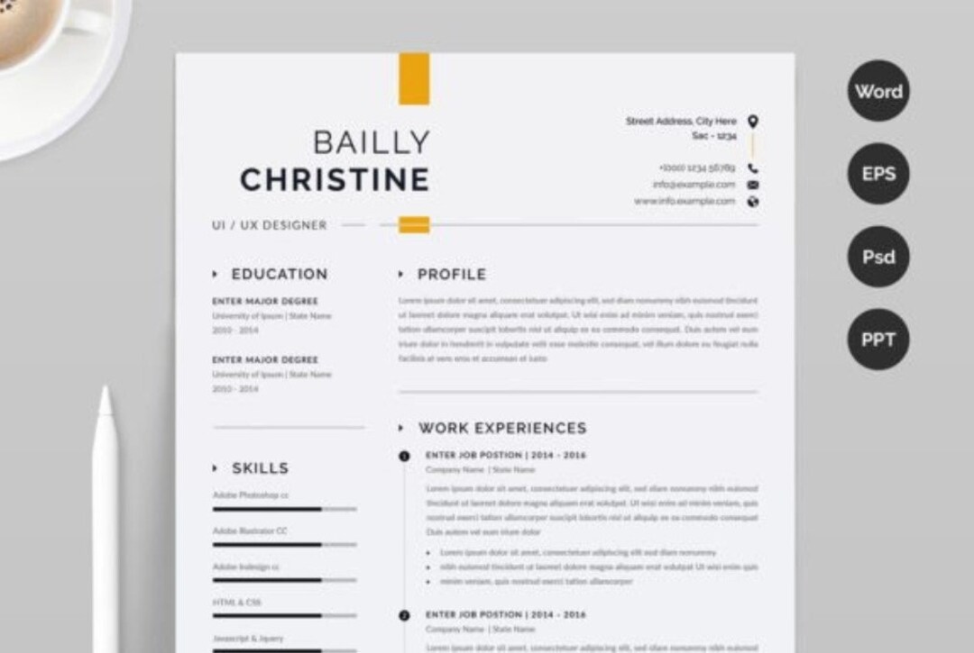 RESUME CV TEMPLATE - Etsy