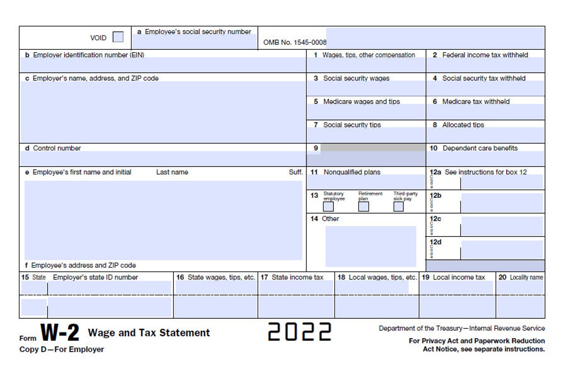 W2 Forms2022editable Plus W3 Transmittal Form PDF - Etsy