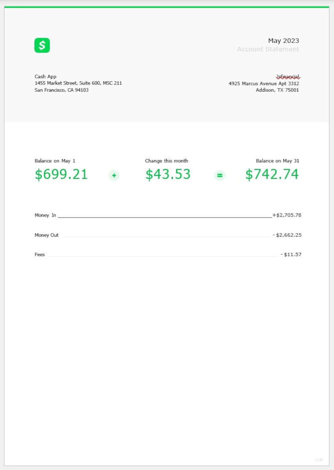 Editable Cashapp Statement Word Doc - Etsy
