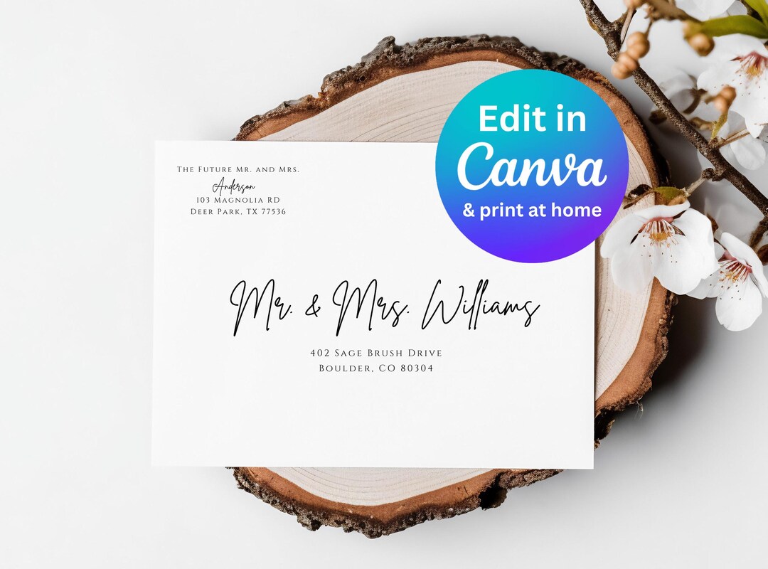 Elegant Envelope Label Template, DIY Address Label, Wedding Template ...
