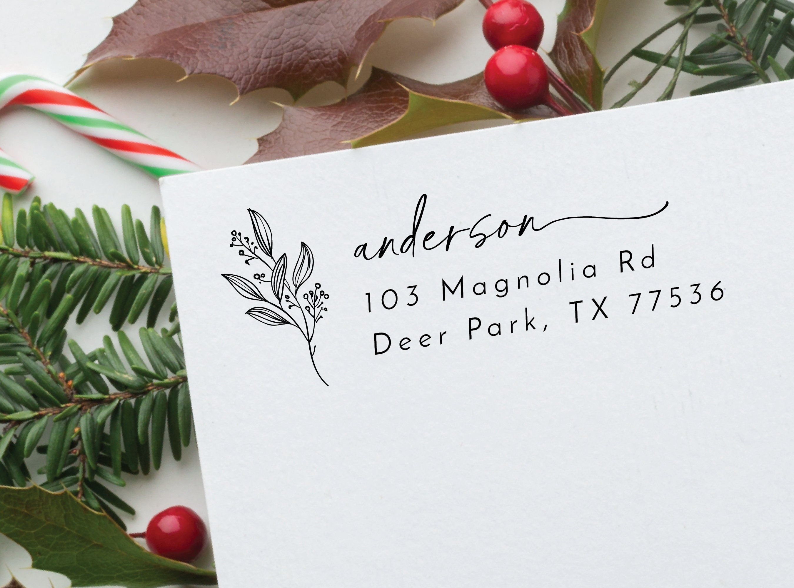 Christmas Address Stamp | Christmas Card Stamp | Housewarming Gift ...