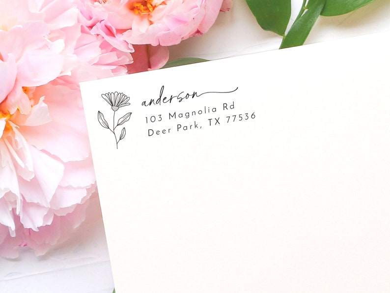 Floral Address Stamp | Home Address Stamp | Gardening Gift | Save the ...