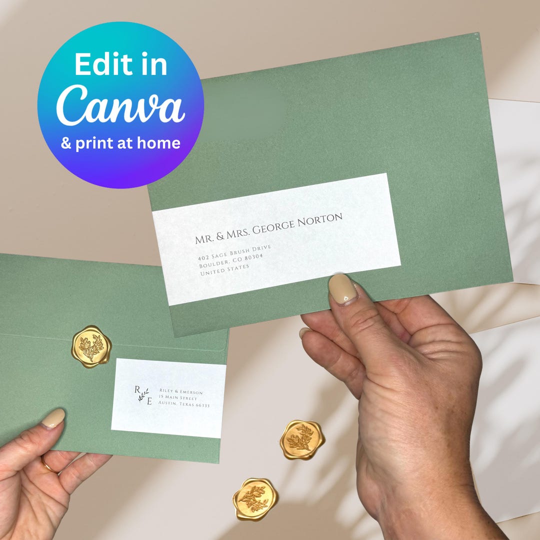 Wedding Monogram Address Labels Template, Wedding Template, Wedding ...