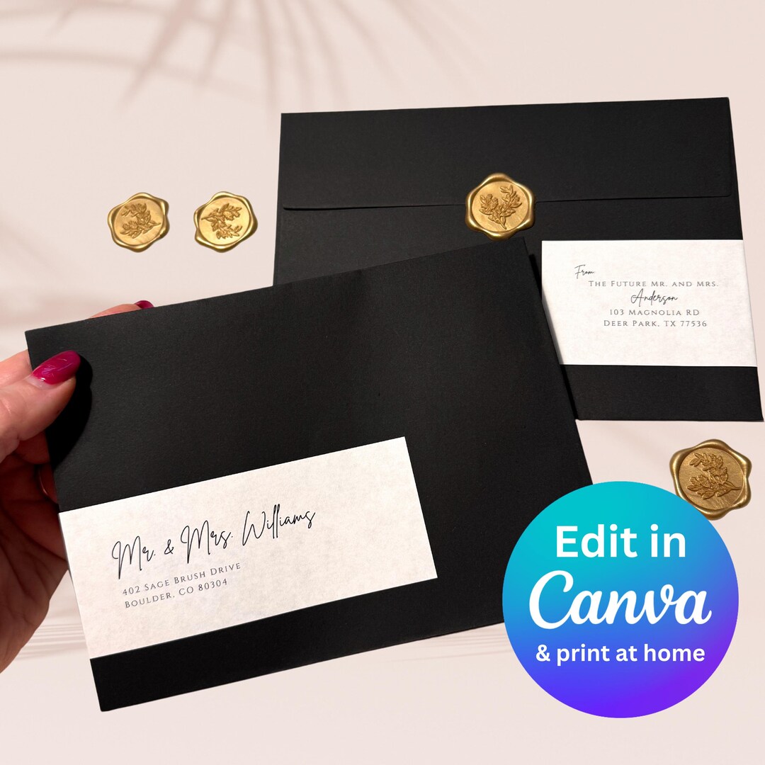 Canva Address Labels Template, Wedding Template, Wedding Envelopes ...