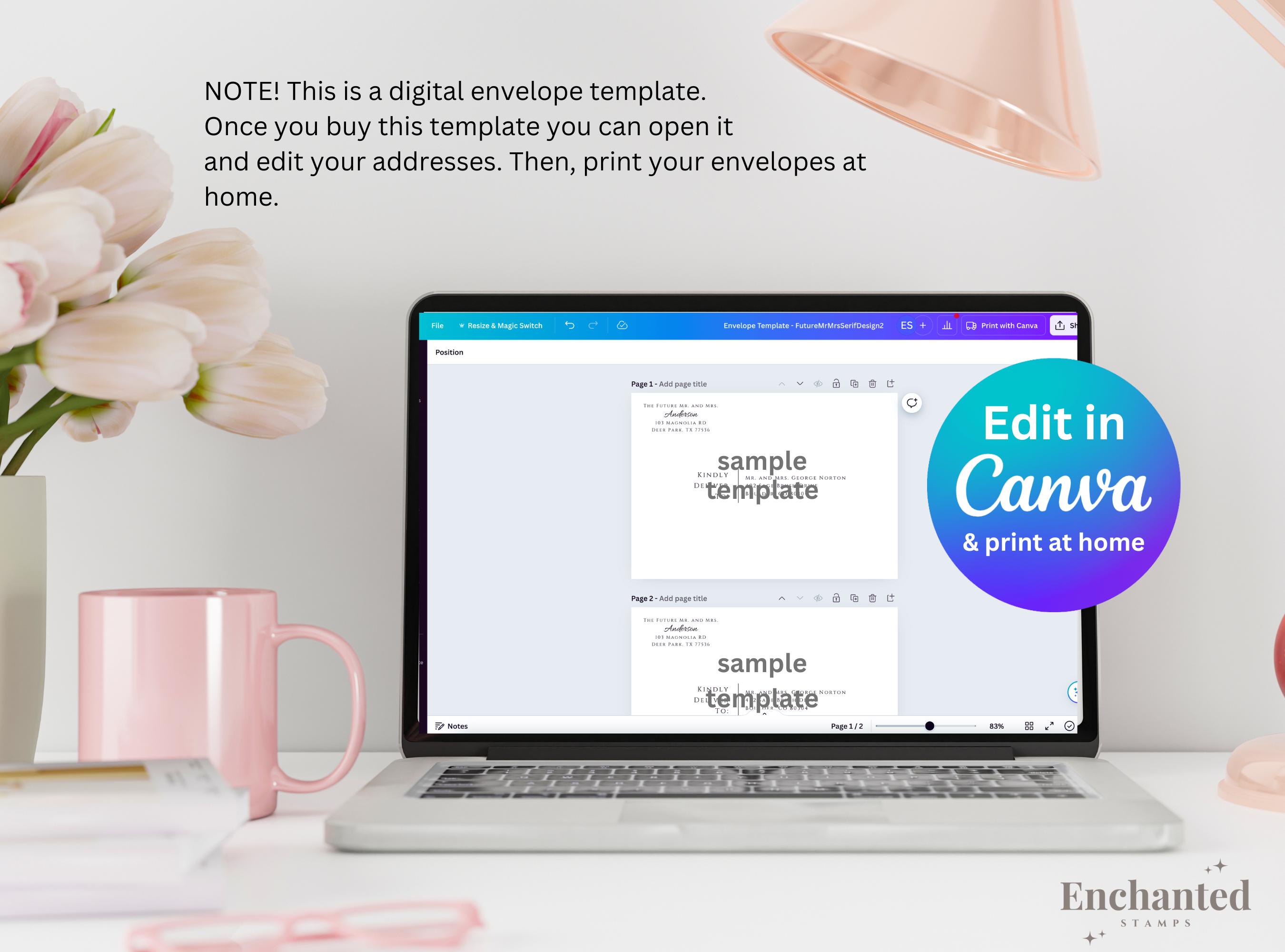Calligraphy Envelope Templates, Canva Template, Address Labels ...