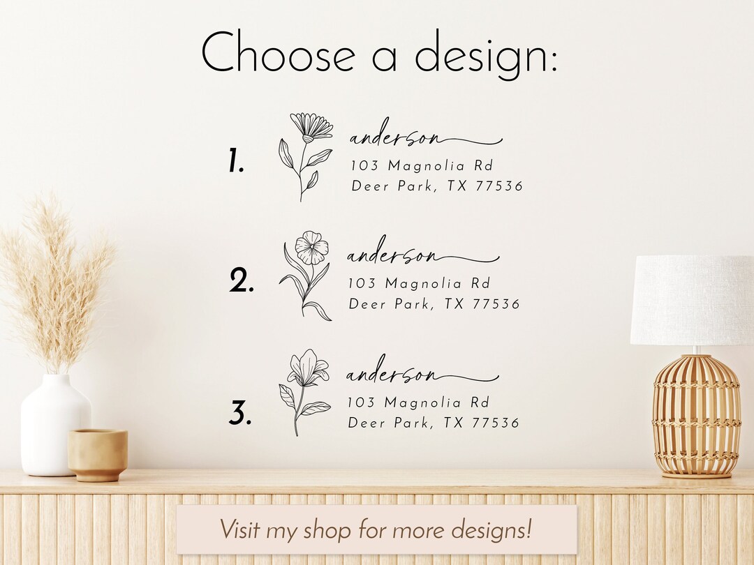 Floral Address Stamp | Home Address Stamp | Gardening Gift | Save the ...