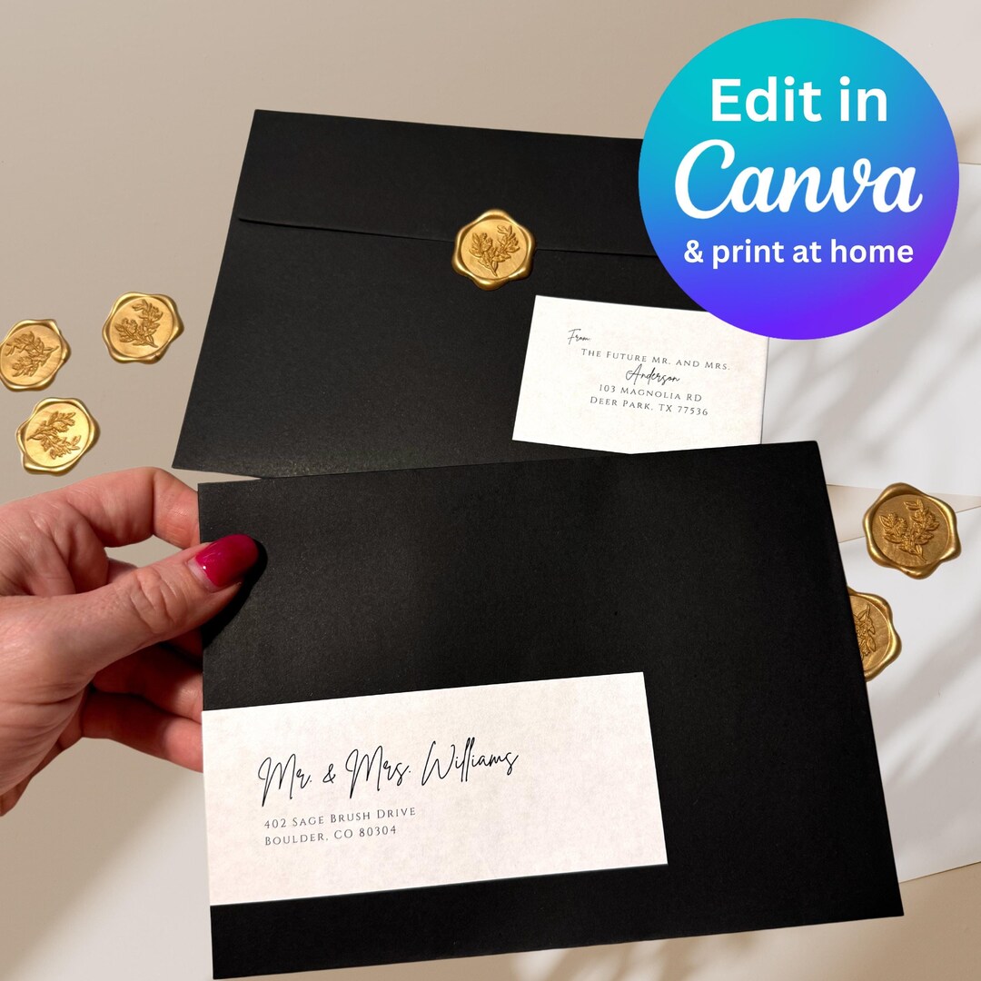 Canva Address Labels Template, Wedding Template, Wedding Envelopes ...
