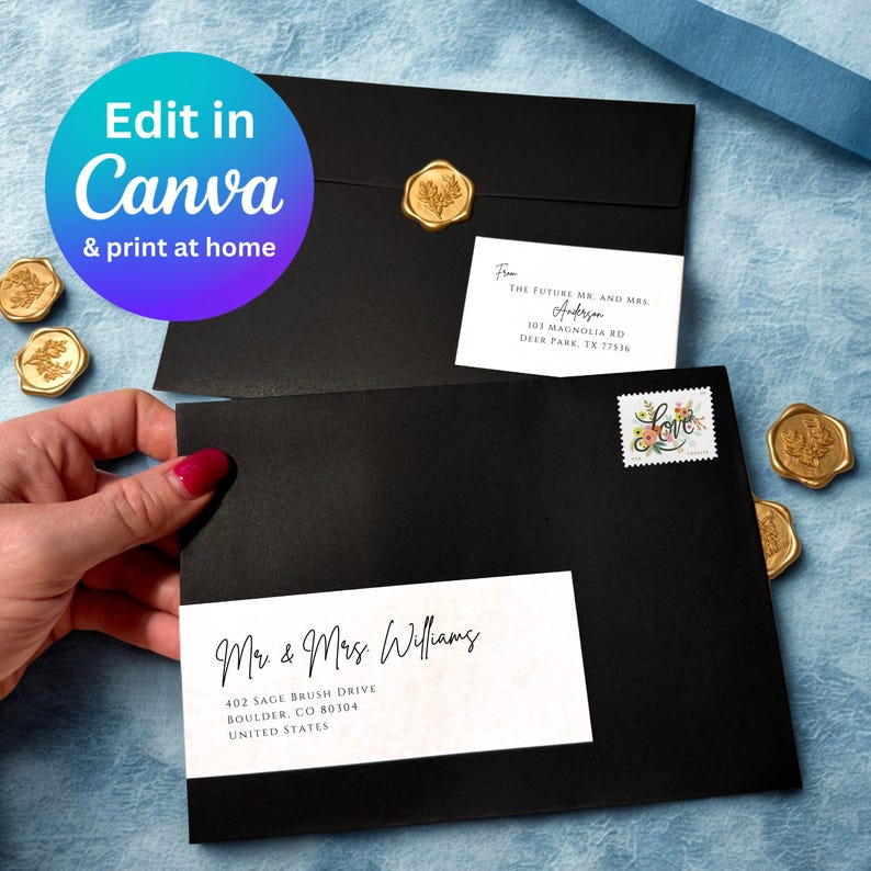 Canva Address Labels Template, Wedding Template, Wedding Envelopes ...