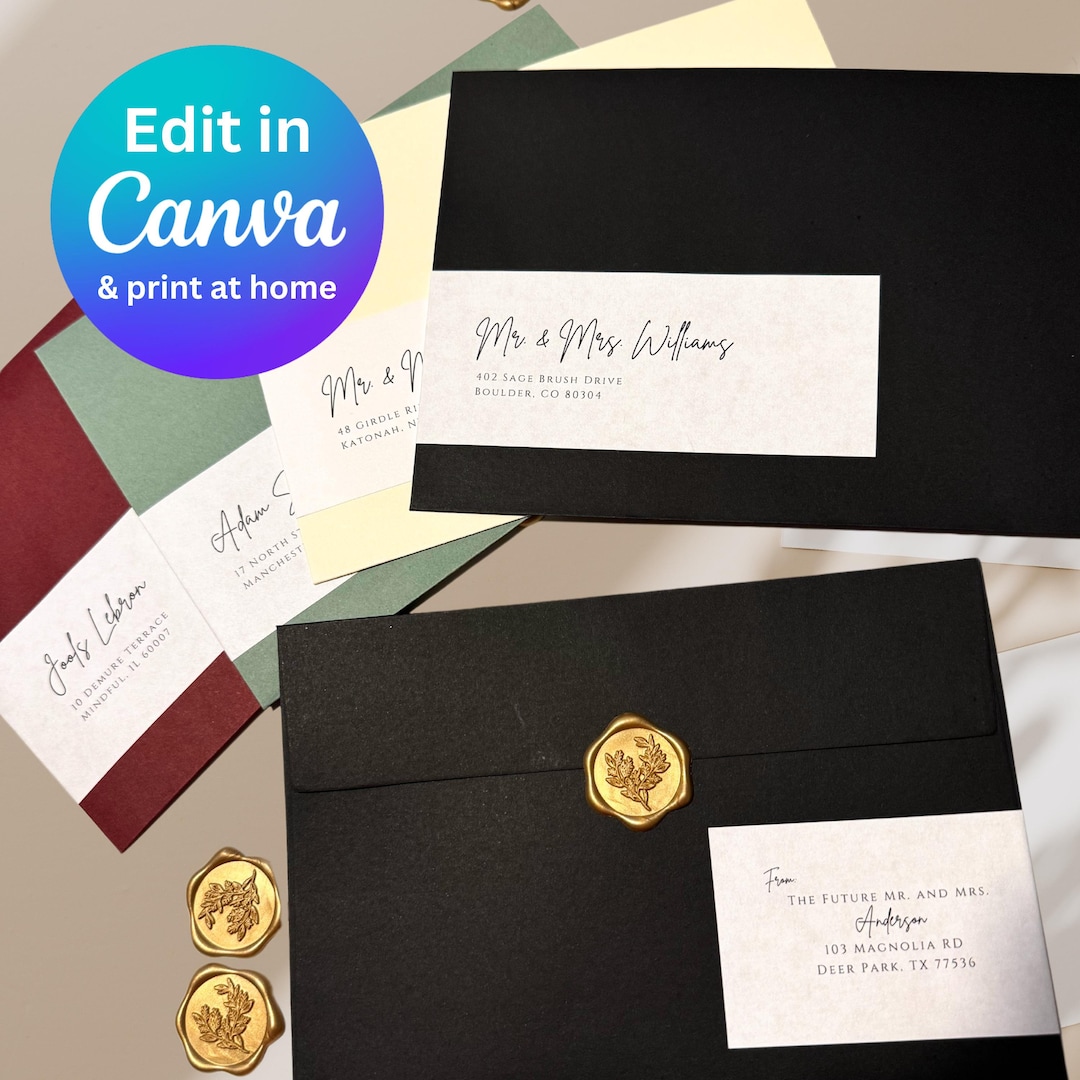 Canva Address Labels Template, Wedding Template, Wedding Envelopes ...