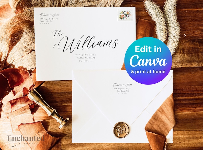 Calligraphy Envelope Templates, Canva Template, Address Labels ...