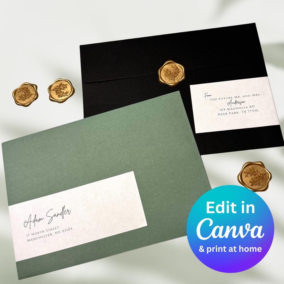 Canva Address Labels Template, Wedding Template, Wedding Envelopes ...