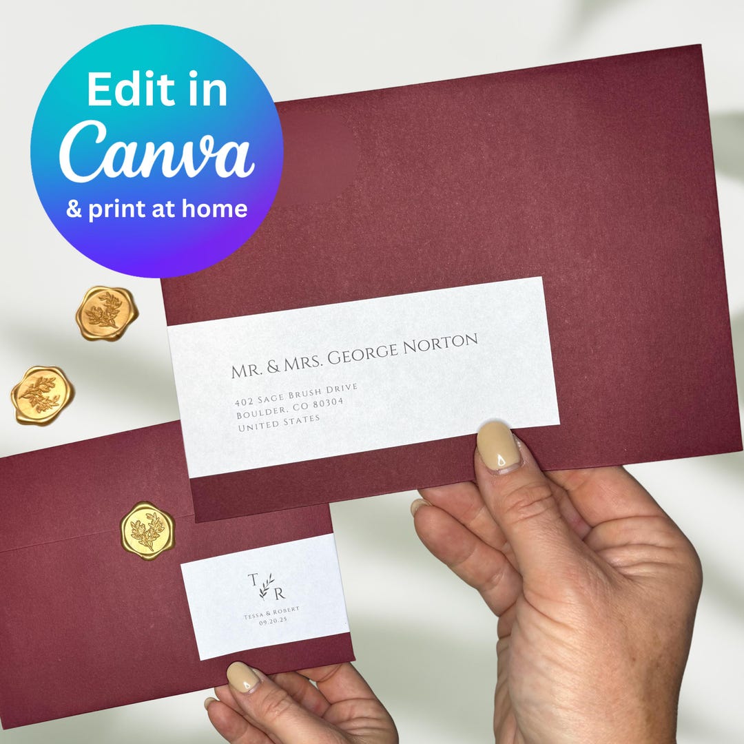 Wedding Monogram Address Labels Template, Wedding Template, Wedding ...