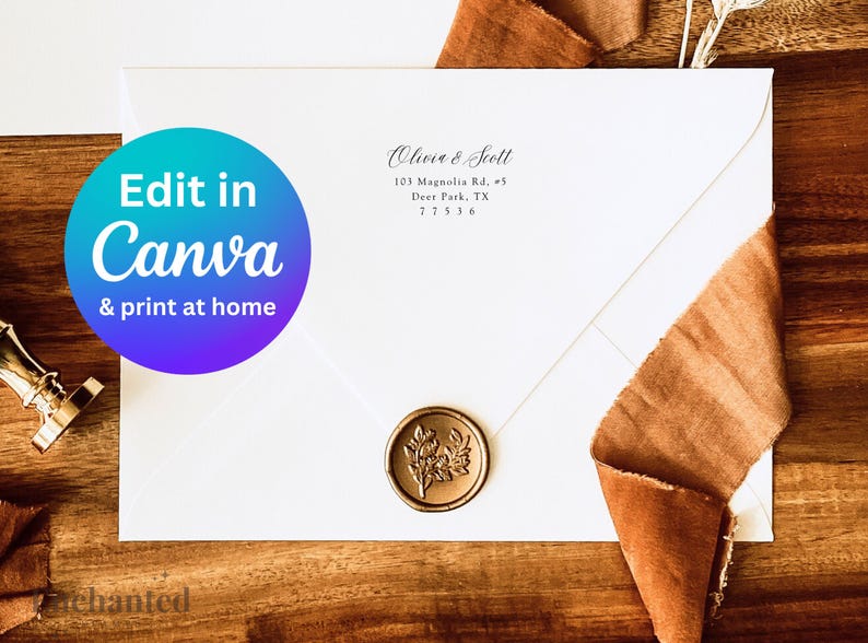 Calligraphy Envelope Templates, Canva Template, Address Labels ...