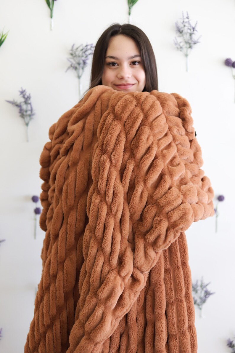Copper Minky Blanket, Minky Throw Blanket, Faux Fur Blanket, Plush ...