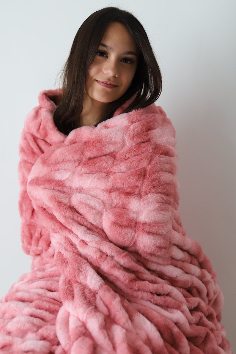 Plush Minky Blanket, Pink Minky Blanket, Faux Fur Blanket, Plush Soft ...