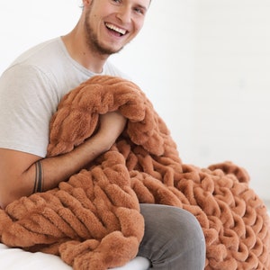 Copper Minky Blanket, Minky Throw Blanket, Faux Fur Blanket, Plush ...