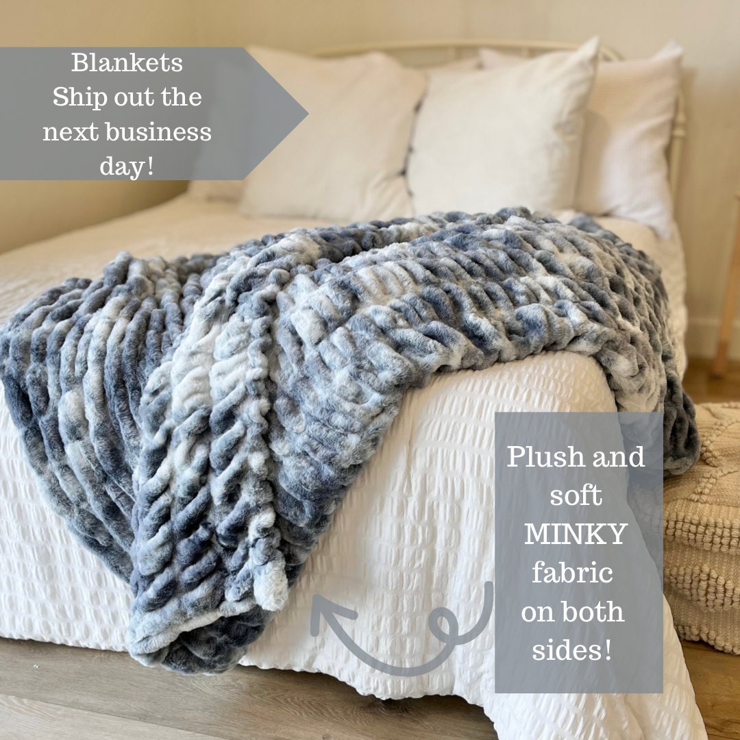 Adult Minky Blanket, Blue Minky Blanket, Soft Blue Minky Blanket, Soft ...