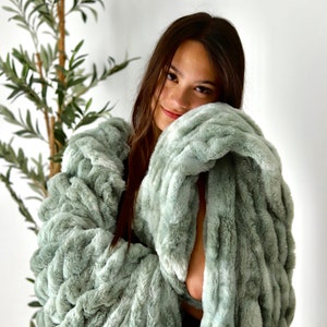 Plush Green Minky Blanket, Thick Soft Green Minky Blanket, Soft Minky ...