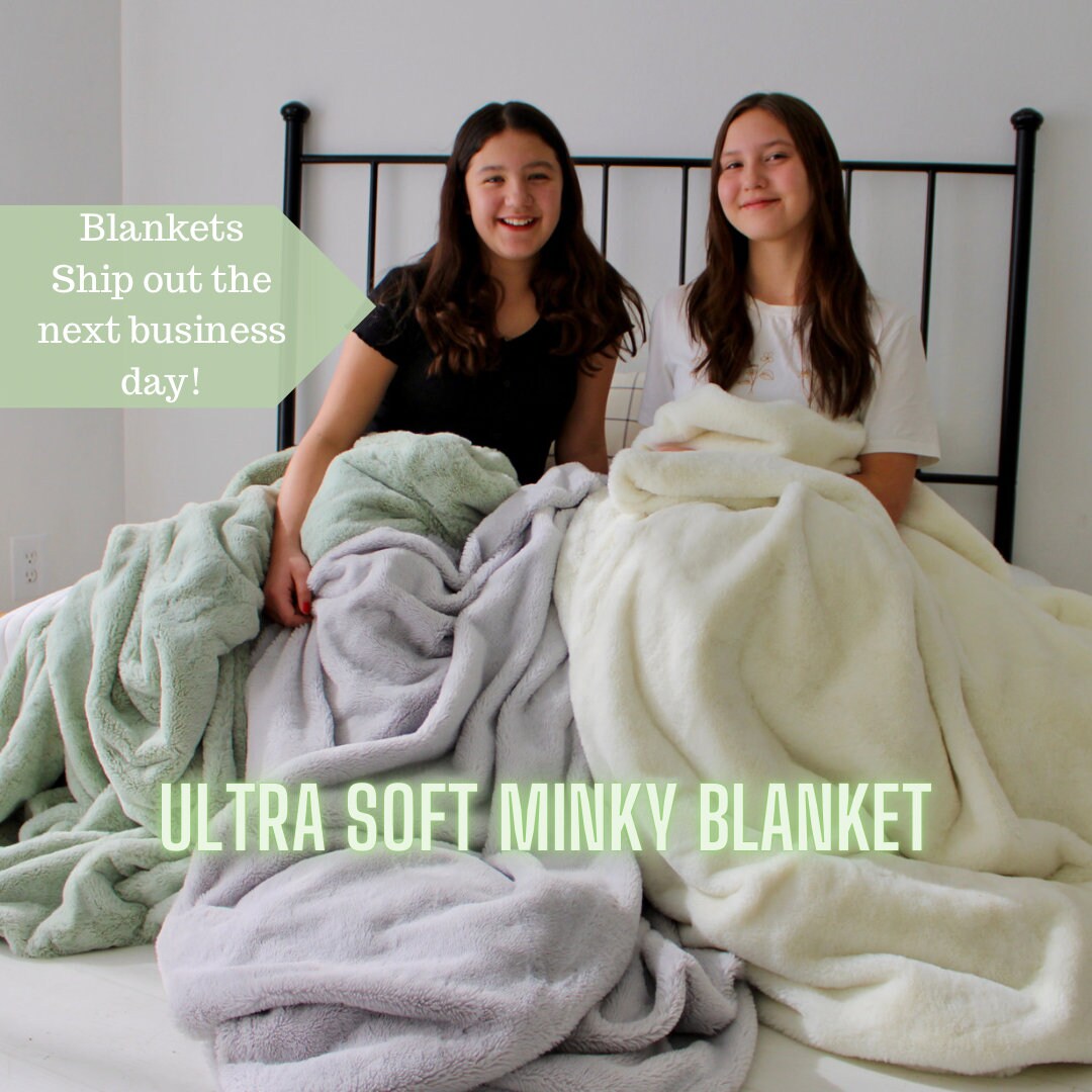 Plush Minky Blankets, Soft Minky Blanket, White Minky Blanket, Green ...