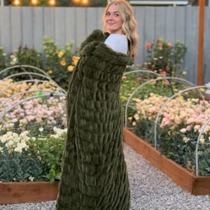 Moss Green Minky Blanket: Soft Ruched Adult Throw (60x72) - Etsy