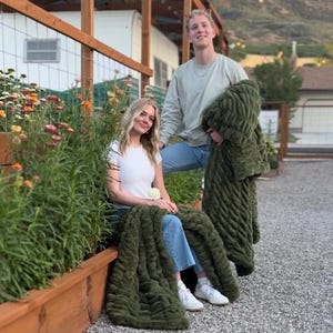 Moss Green Minky Blanket: Soft Ruched Adult Throw (60x72) - Etsy