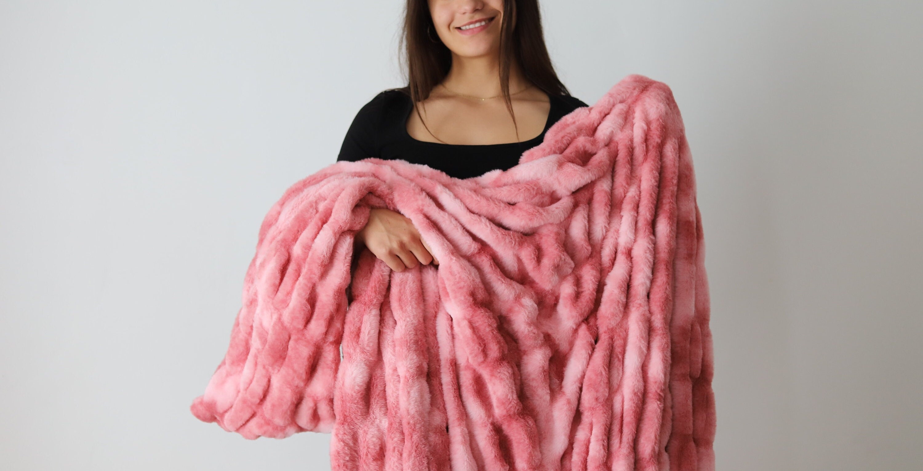 Plush Minky Blanket, Pink Minky Blanket, Faux Fur Blanket, Plush Soft ...