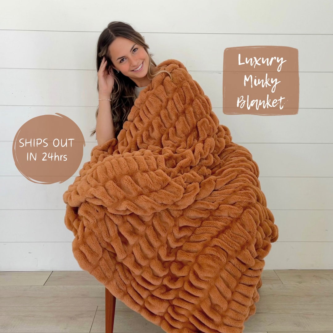 Copper Minky Blanket, Minky Throw Blanket, Faux Fur Blanket, Plush ...