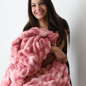 Plush Minky Blanket, Pink Minky Blanket, Faux Fur Blanket, Plush Soft ...