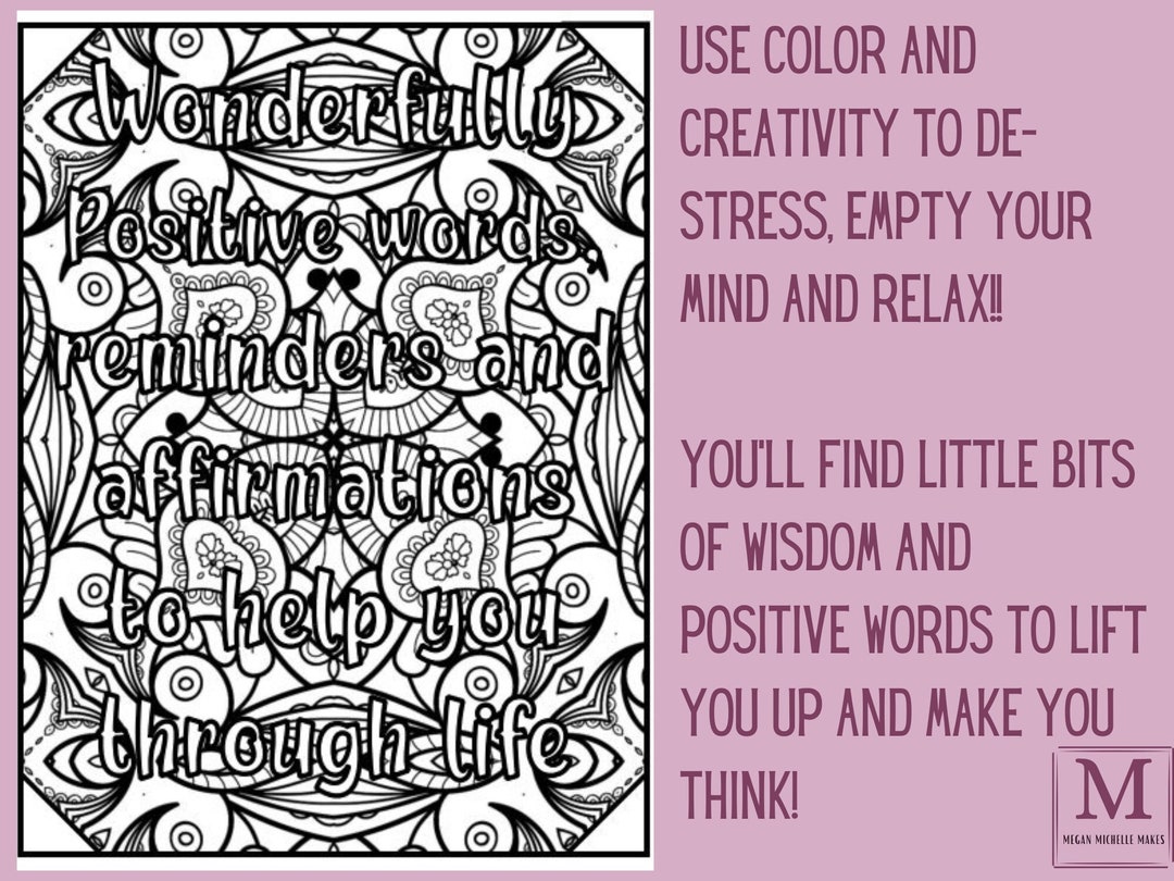 Wonderfully Positive Coloring Book - Etsy