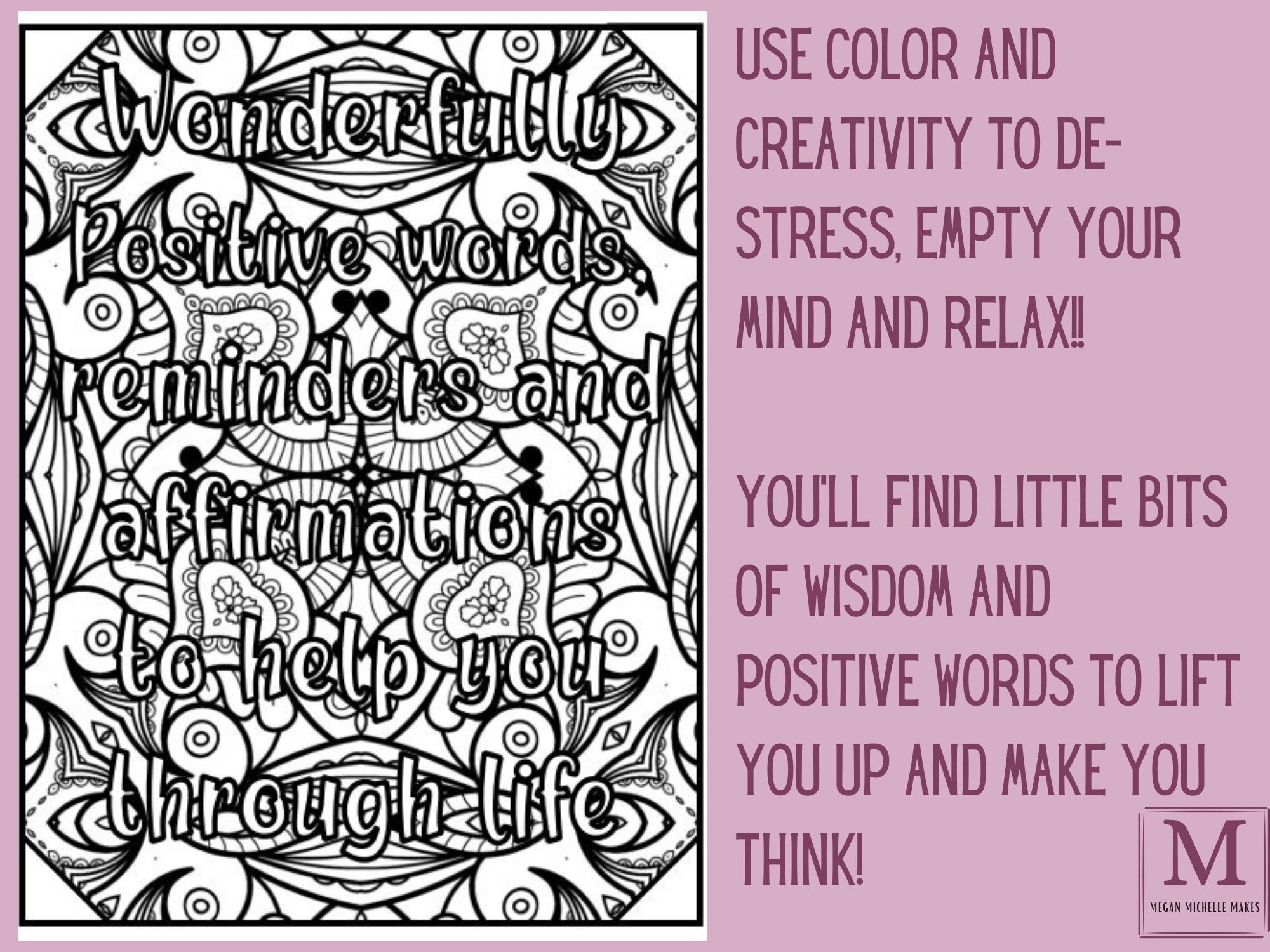 Wonderfully Positive Coloring Book - Etsy