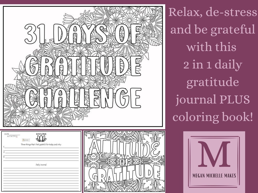 Daily Gratitude Challenge WITH Coloring Book - Etsy