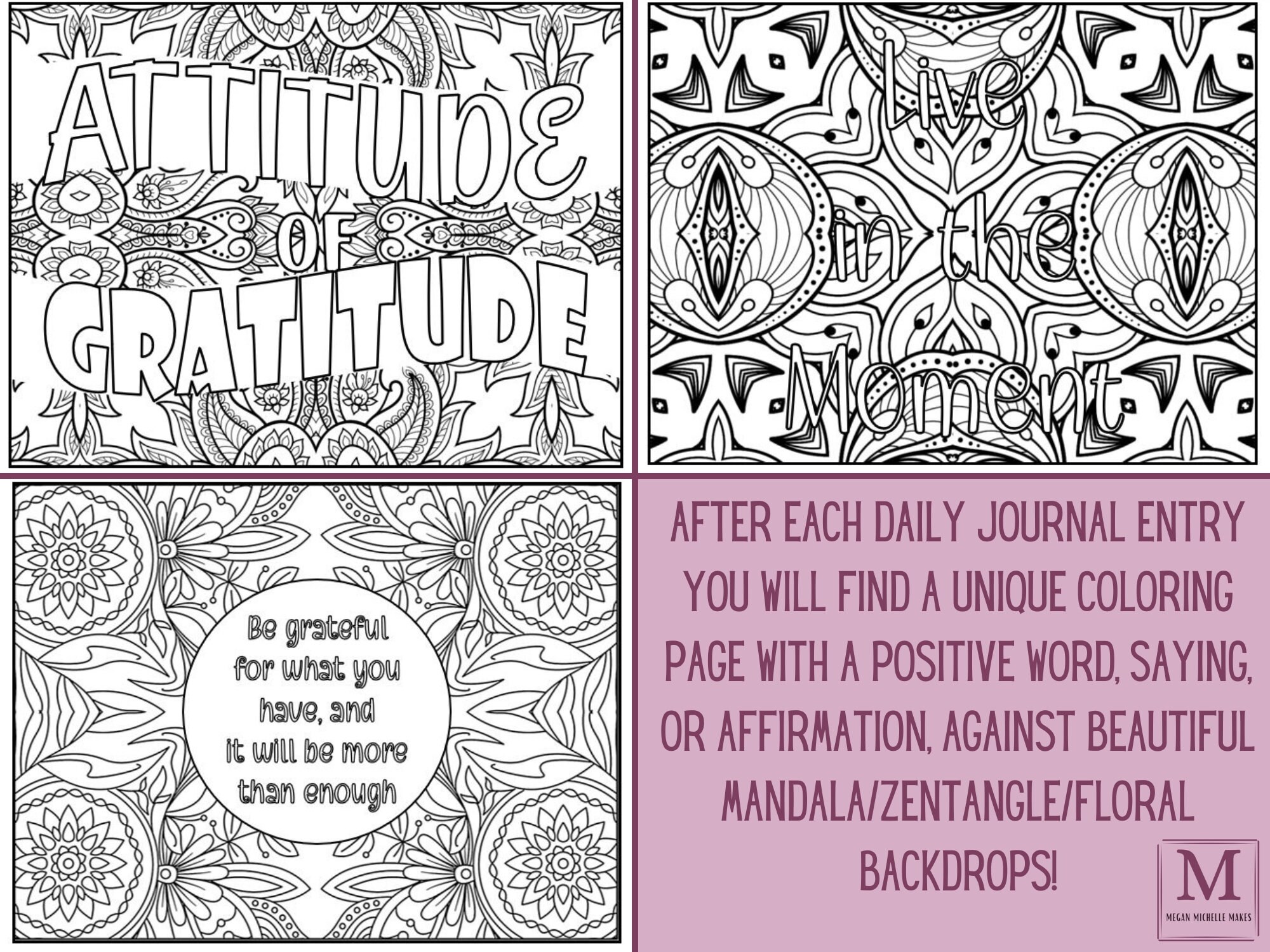Daily Gratitude Challenge WITH Coloring Book - Etsy